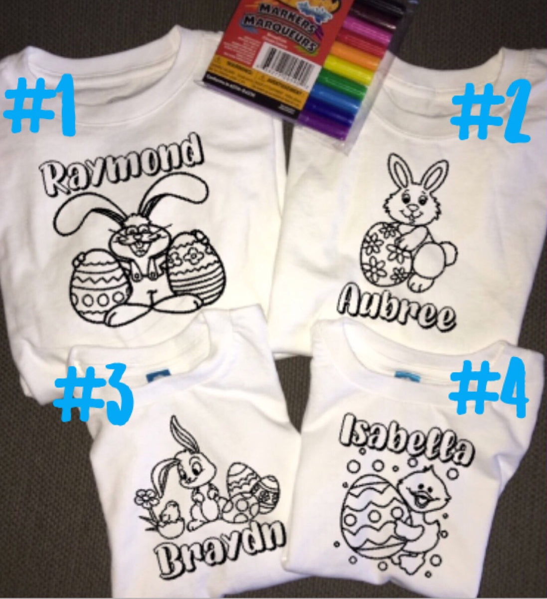 Kids Personalized Easter Coloring Shirts, Bunny Chick, Holiday ...