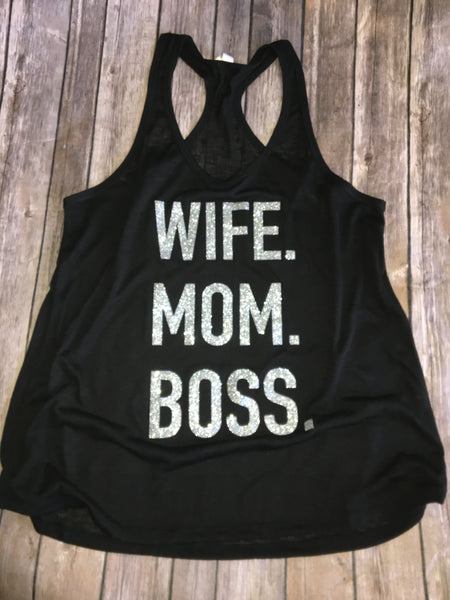 Wife Mom Boss, Women’s Racerback Tank Top – RKCreativeImpressions